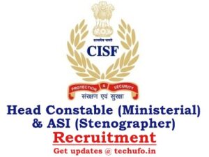 CISF ASI (Steno) & HC (Min) Recruitment 2025: Online Apply Date ...